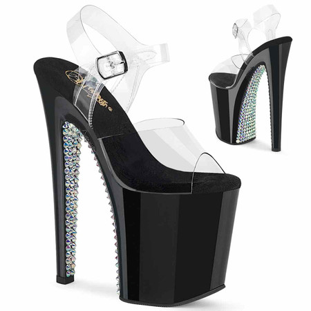 XTREME-808SPRS, 8 Inch Heel Platform Ankle Strap Sandal with Spiked ...