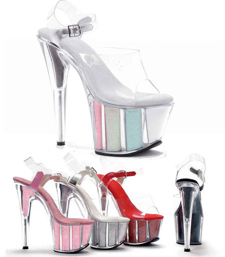 709-Glitter, 7 Inch Stiletto High Heel with 2.75 Inch Platform Ankle ...