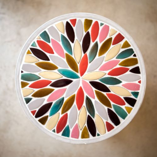 Buy Mosaic Tiled Garden Stool Online - Wandering Lime