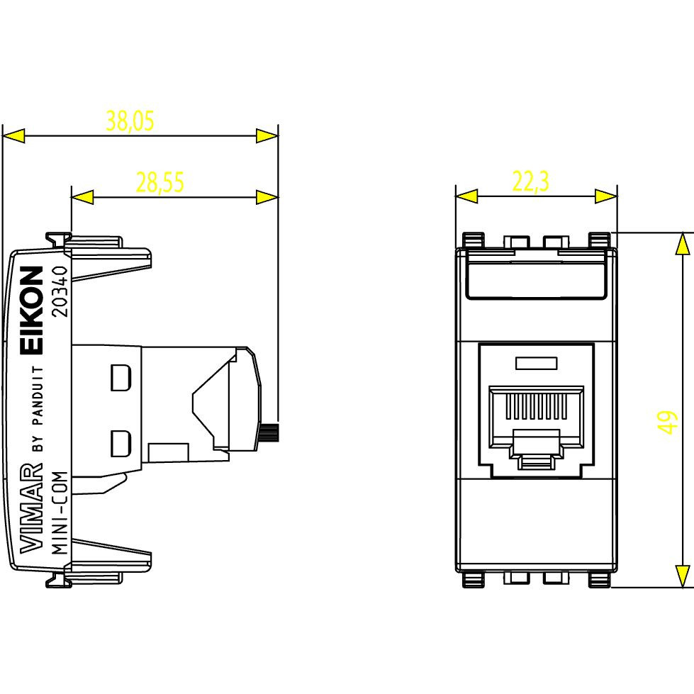 Vimar - Net Safe 20340.1 UTP Socket Outlet - RJ45 Cat5e, Unshielded ...