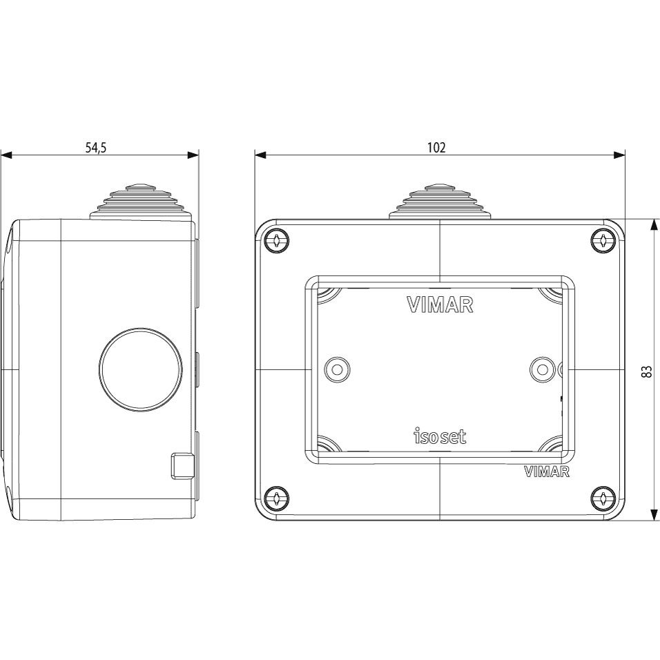 Vimar - Mounting Box - 3 Module, Surface-Mount Enclosure, IP40, Grey ...