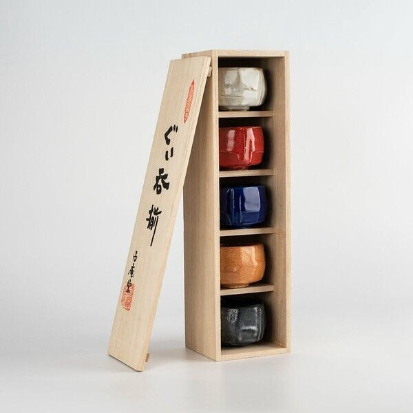 Mino ware Guinomi Japanese Cold Sake Cup Ceramic set of 5 Mt.Fuji ...