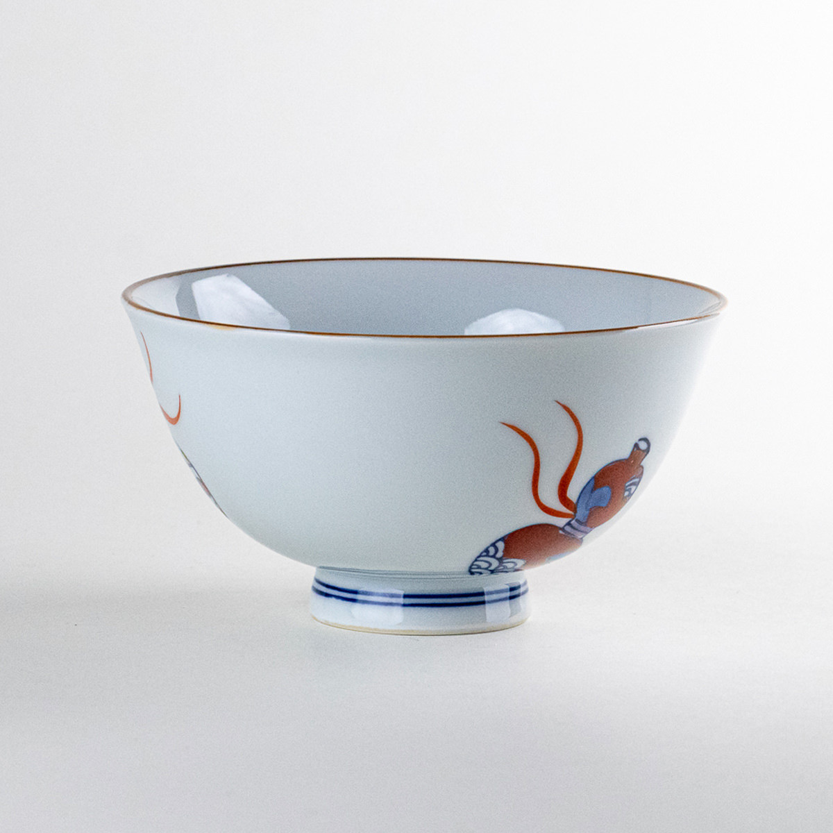 Arita ware Gohan Chawan Japanese Rice bowl Nabeshima style Blue Fuji Japan