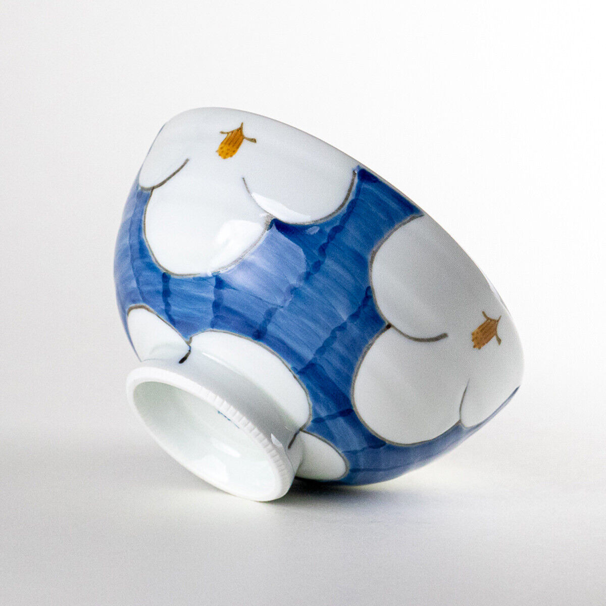 Arita ware Gohan Chawan Japanese Rice bowl Nabeshima style Blue Fuji Japan