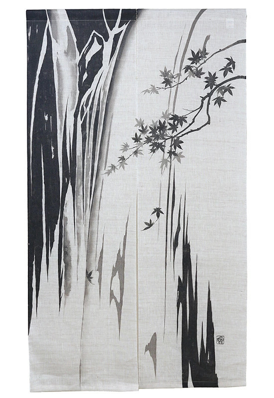 Kyoto Noren Japanese Hanging Door Curtain Linen Plum Ume pattern Japan