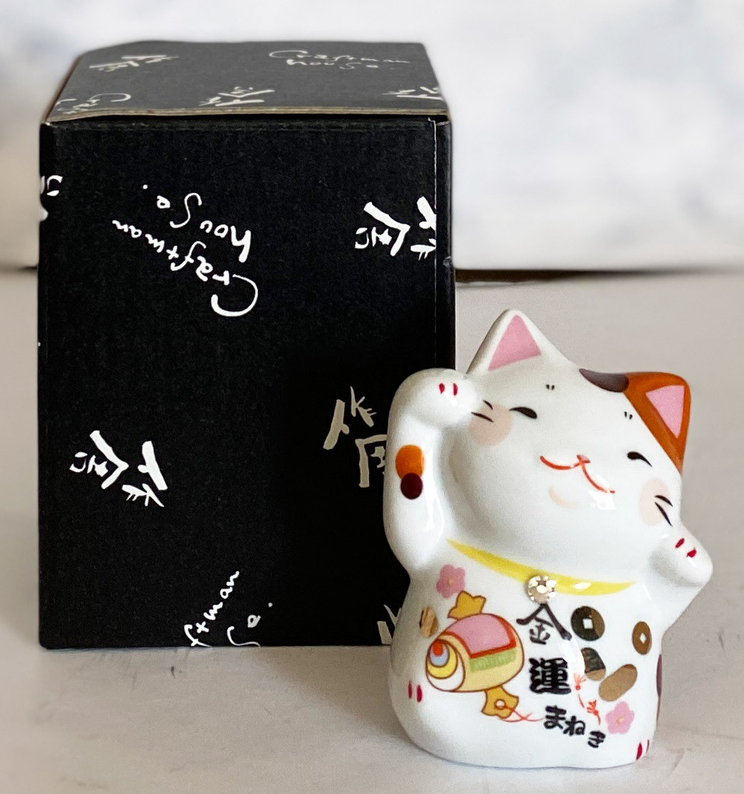Japanese lucky cat Maneki neko Fuku fortune cat Mino yaki Made in Japan ...