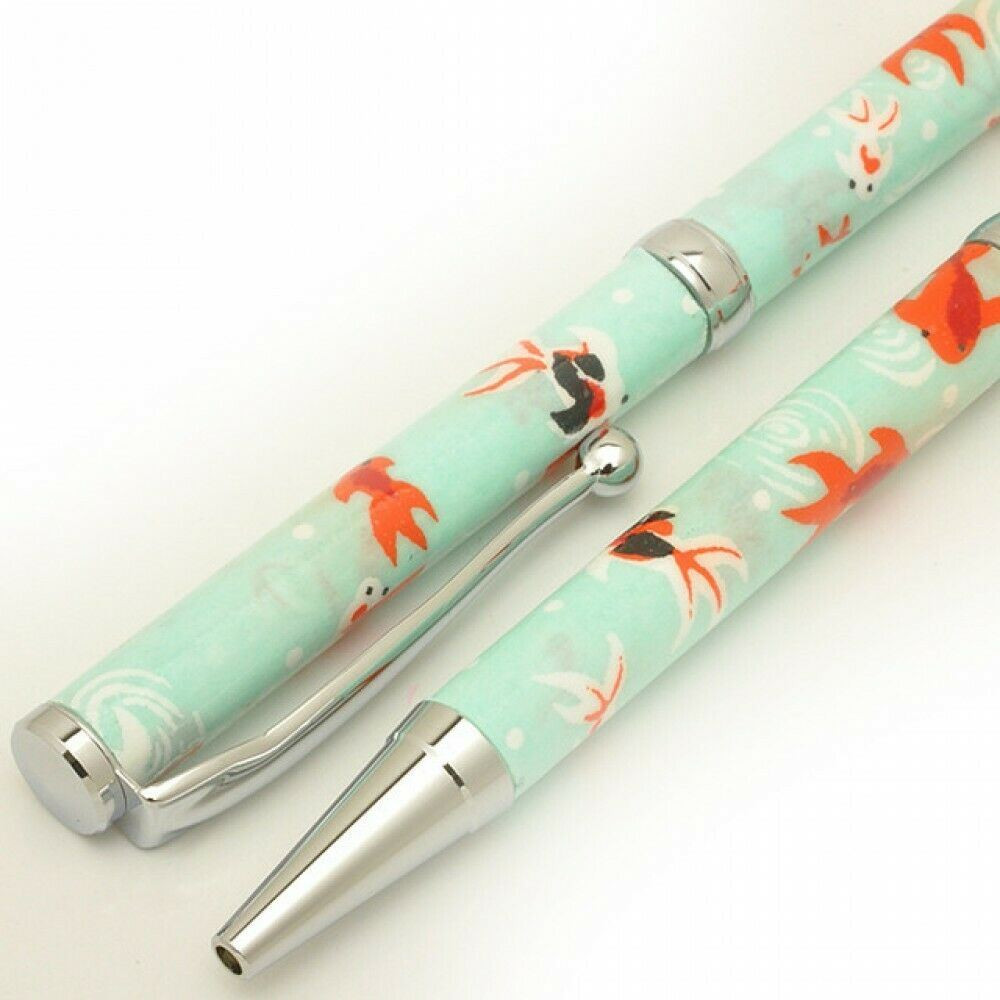 Gifu Mino Washi paper Japanese Ballpoint pen Seigaiha Wave Pattern Blue ...