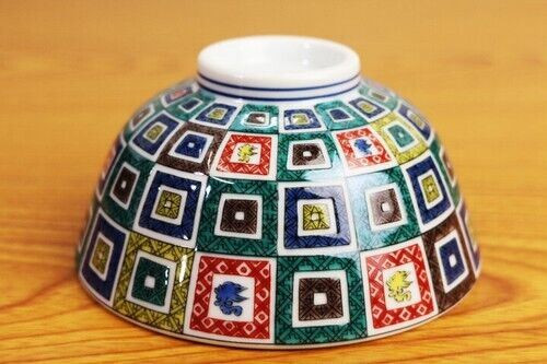 Japanese Rice bowl Gohan Chawan Kutani yaki porcelain Cobblestone ...