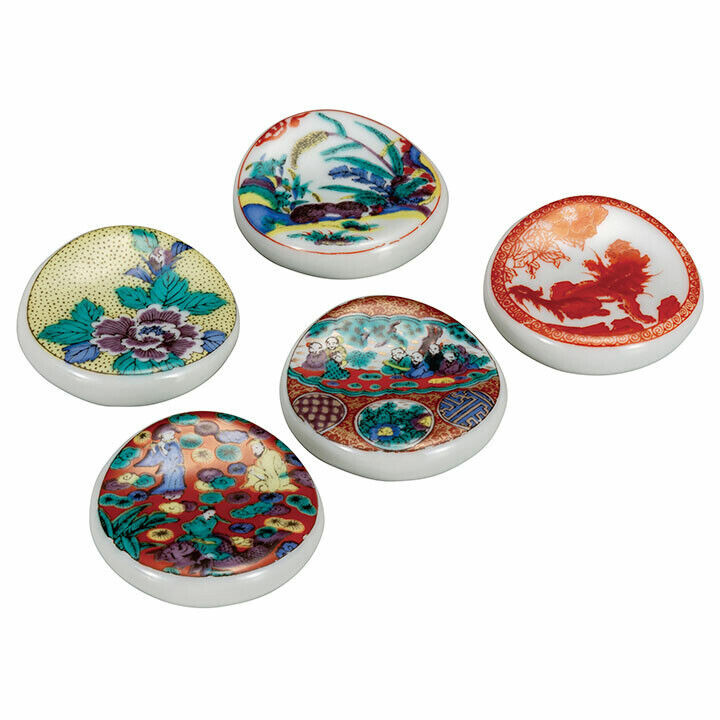 Kutani yaki ware Japanese Hashioki Japanese chopstick rest setJidai-e Japan