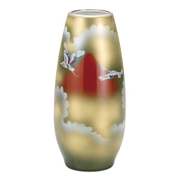 Kutani yaki ware Ceramic Japanese Flower pot Vase Red Fuji Japan 26.5cm ...
