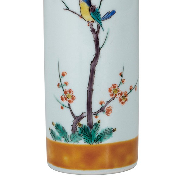 Kutani yaki ware Ceramic Japanese Flower pot Vase Plum and Bird Japan