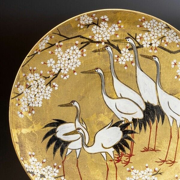 Kutani ware Cikuryu Kitamura Takashi Decorative plate Kinpaku Gold foil ...