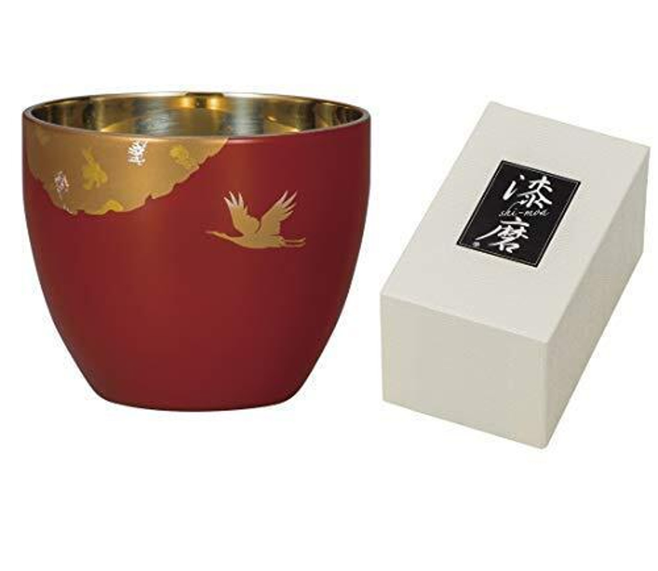 Shi-moa Yamanaka lacquerware Tsubame Sanjo Japanese Sake cup Guinomi Crane Red