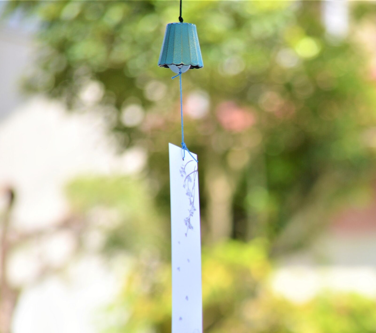 Furin Nanbu cast iron Japanese Wind Bell Chime Gold Blue Handcraft Japan