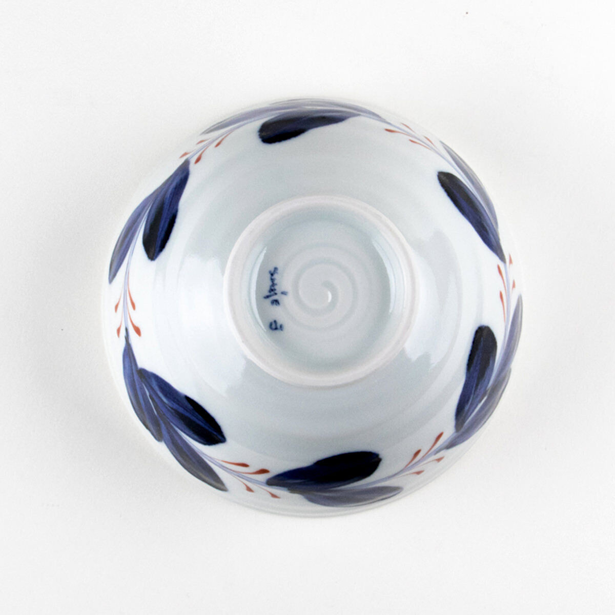 Arita ware Gohan Chawan Japanese Rice bowl Leaf pattern Blue Red ...