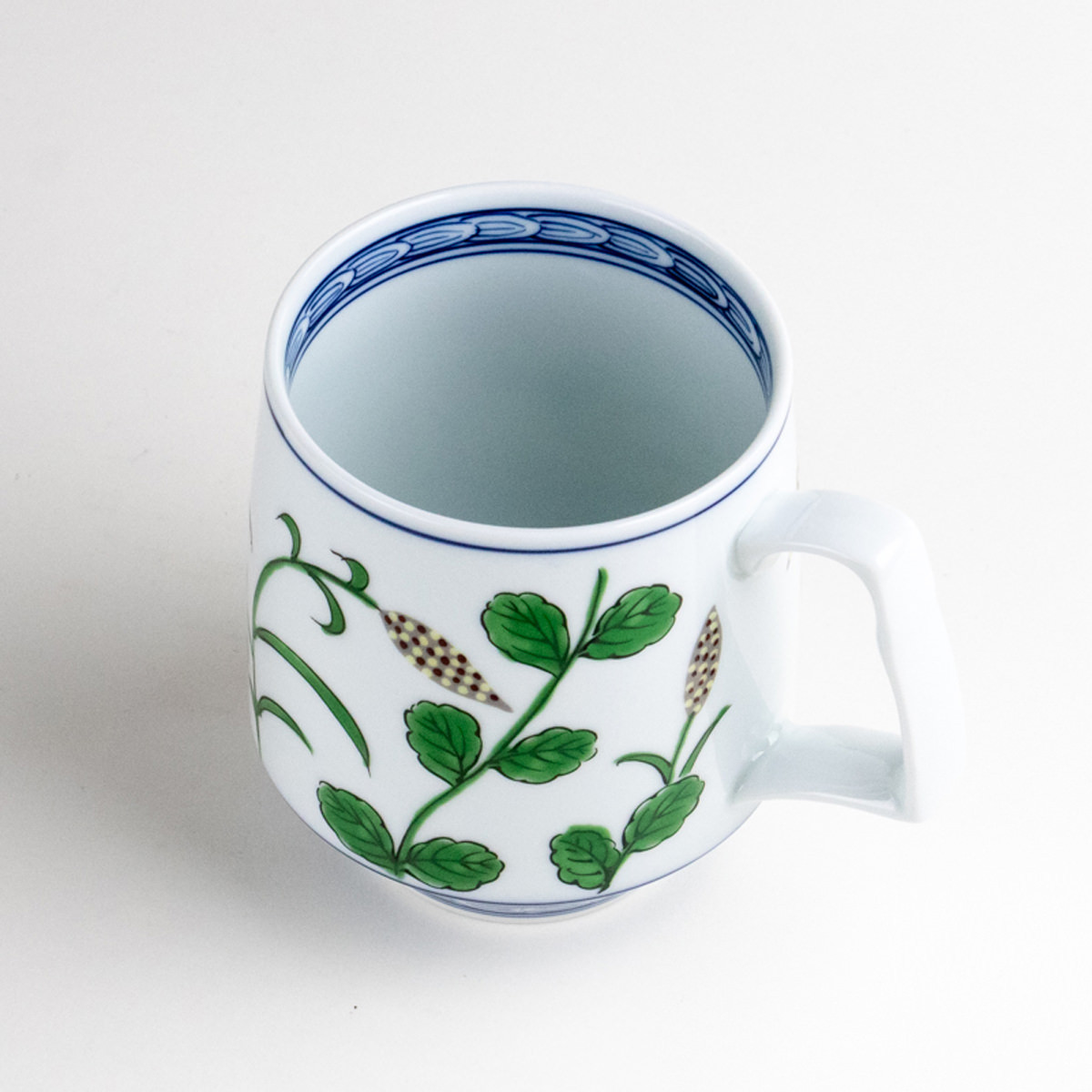 Arita ware Japanese Mug Tea cup Coffee cup Barley pattern green Japan