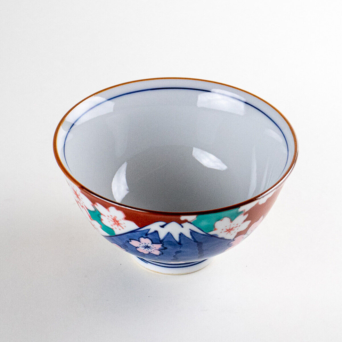 Arita ware Gohan Chawan Japanese Rice bowl Nabeshima style Blue Fuji Japan
