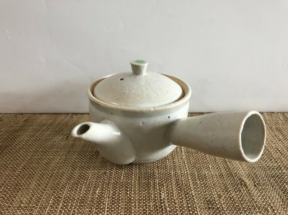Kyusu Shigaraki yaki pottery Japanese Green Tea pot White glaze 230ml Japan