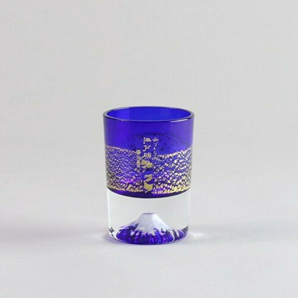 Edo Glass Mt.Fuji motif Fujisan Glass Japanese Sake cup Blue Handcraft ...