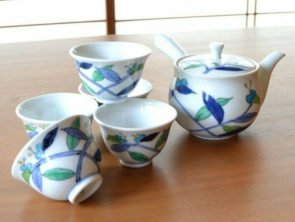 Arita yaki ware Green Tea cup and Pot set Kyusu Yunomi Tsuyukusa ...