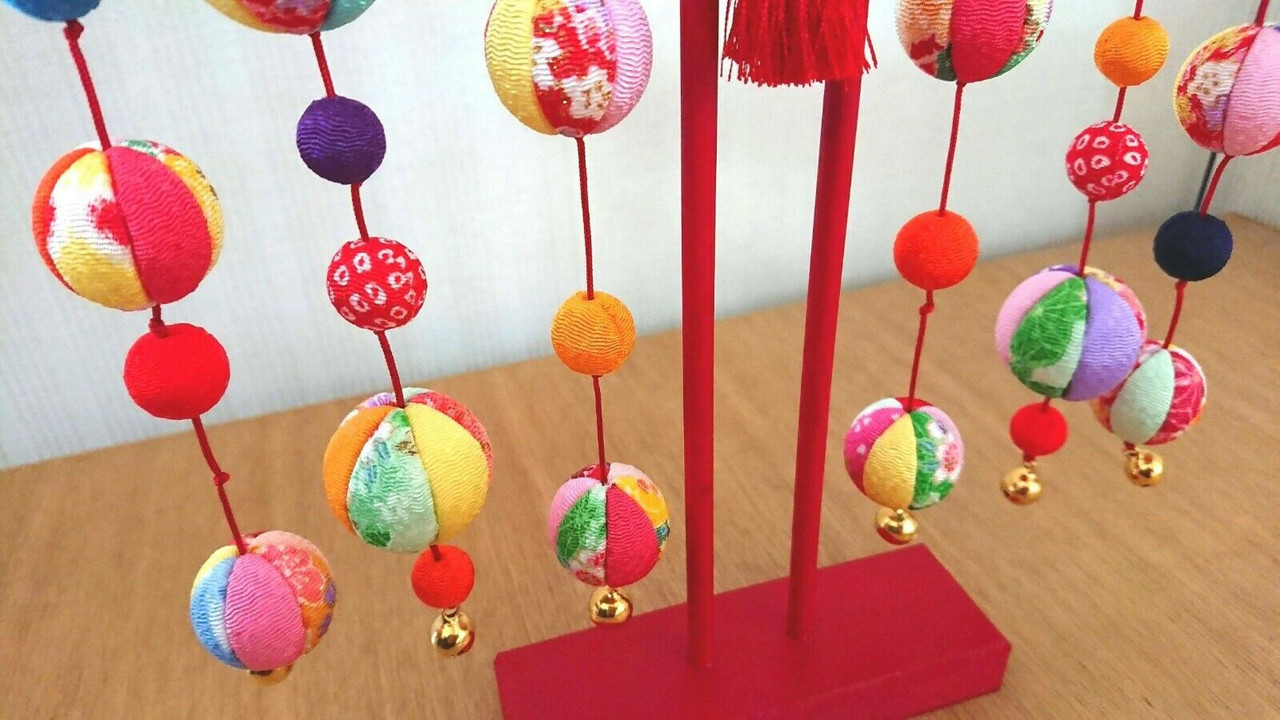 Kicyo screen Japanese traditional doll Chirimen crape Hand craf From ...