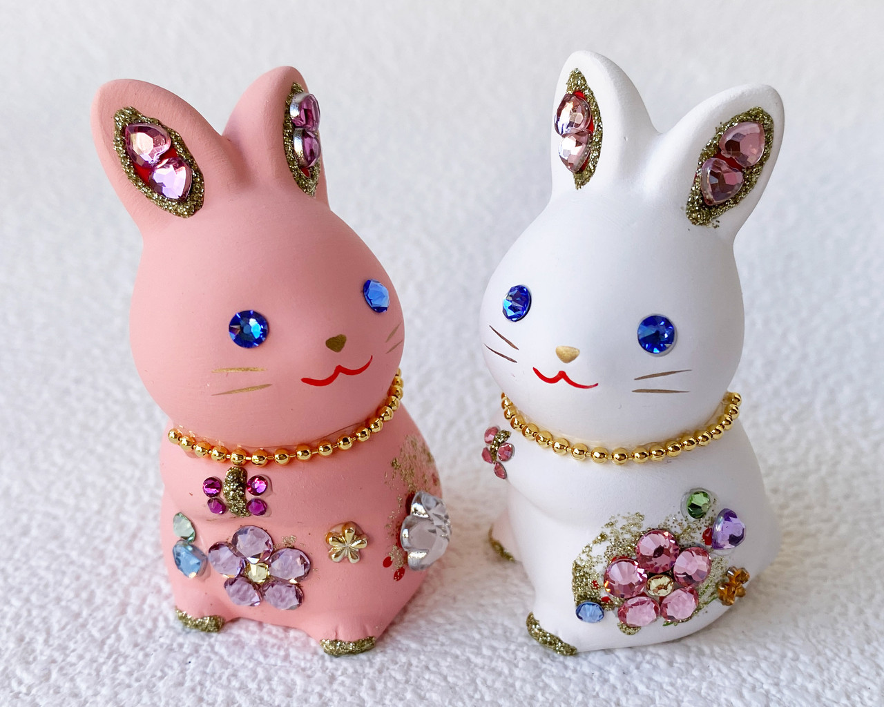 2023 Pair Zodiac Rabbit Deco KiraKira Cawaii Usagi Japanese pottery ...
