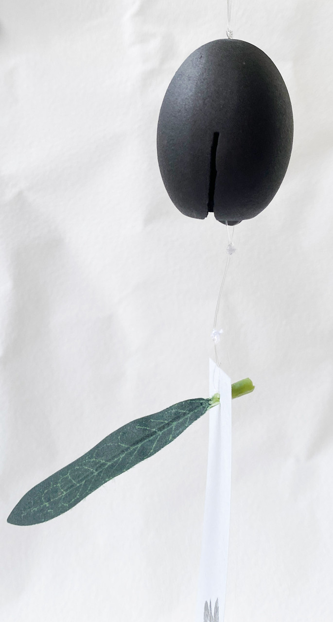 Furin Japanese Wind Bell Chime Takaoka metal craft Olive Black Kuro ...