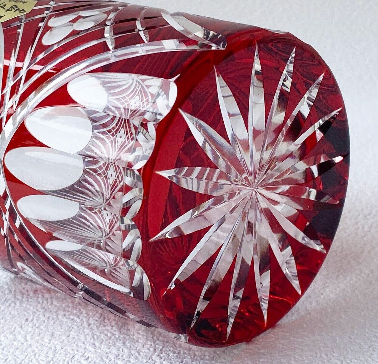 Edo Kiriko Japanese Whiskey Rock Glass set Arc rhombus pattern Red Japan