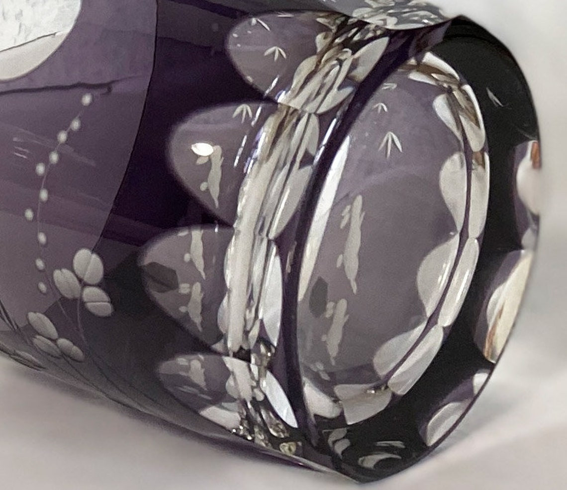 Edo Kiriko Japanese Black Ichimatsu Check pattern JapanGuinomi Sake cup