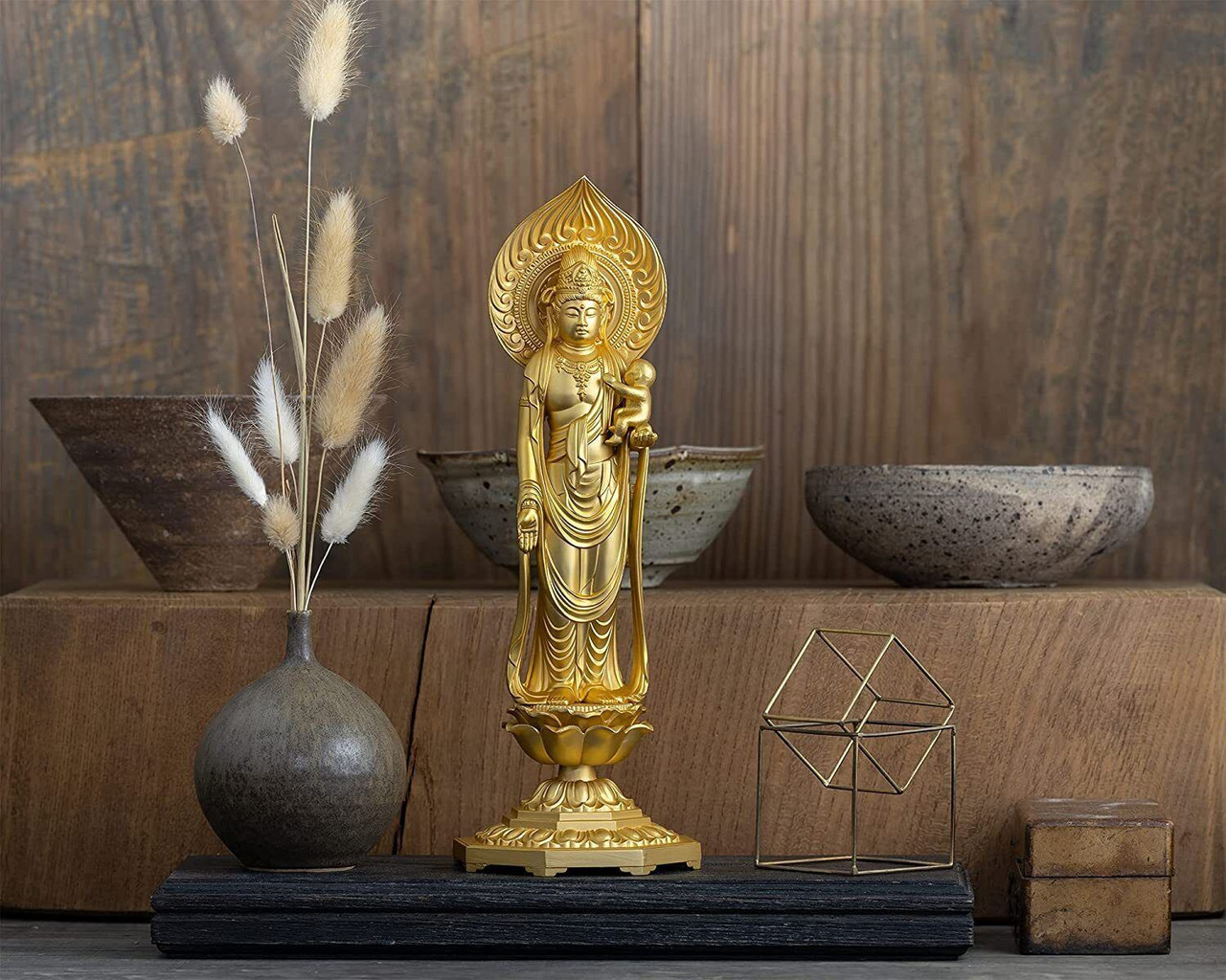 Avalokiteshvara Jibo Kannon Bosatsu Buddhist Takaoka craft Gilt 26cm