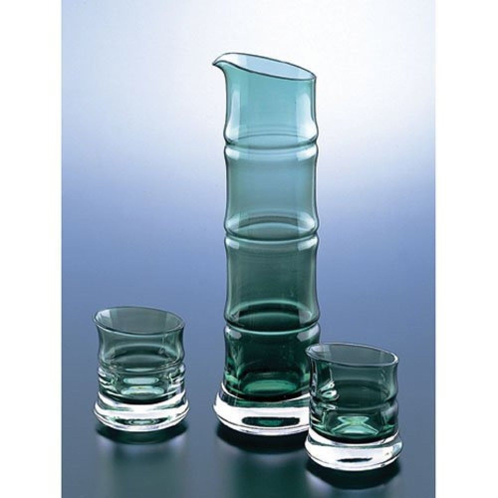 Glass Ochoko Tokkuri Japanese Sake cup and bottle set Bamboo design ...