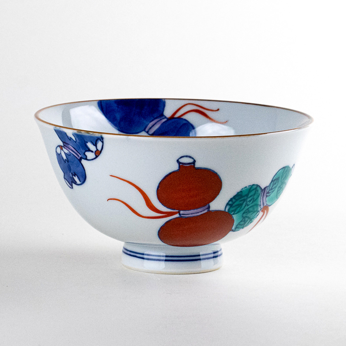 Arita ware Gohan Chawan Japanese Rice bowl Nabeshima style Blue Fuji Japan