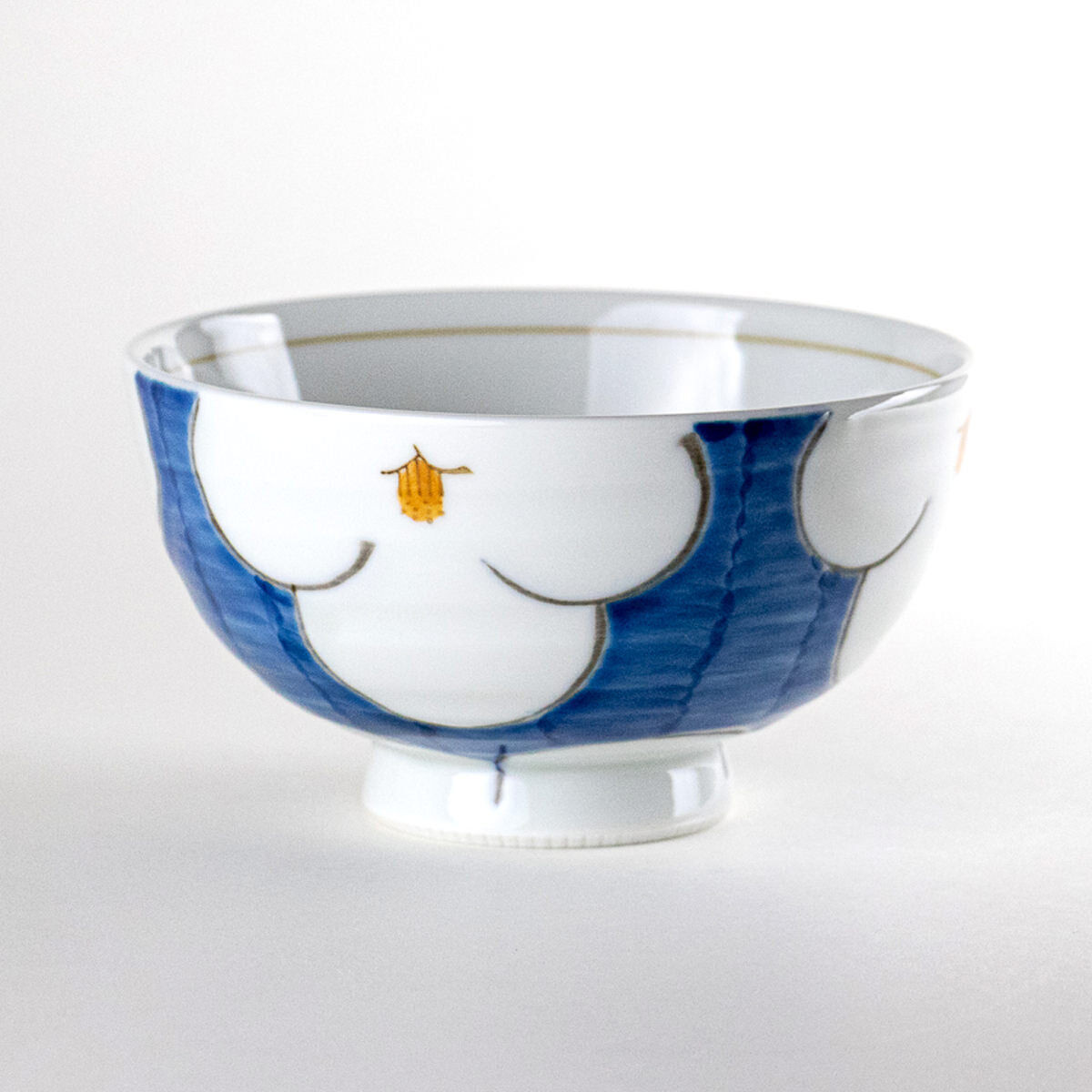 Arita ware Gohan Chawan Japanese Rice bowl Nabeshima style Blue Fuji Japan