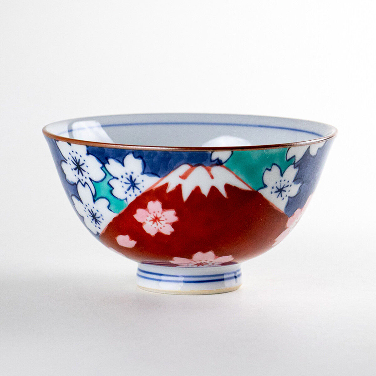 Arita ware Gohan Chawan Japanese Rice bowl Nabeshima style Blue Fuji Japan