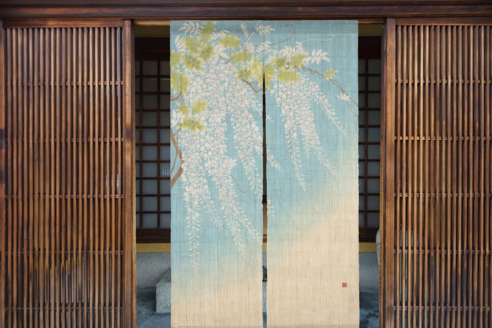 Kyoto Noren Japanese Hanging Door Curtain Linen 88*150 Chijimi weven ...