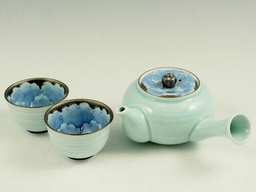 Arita yaki Porcelain Warp Sencha Yunomi Kyusu Tea Pot Cup Platinum ...