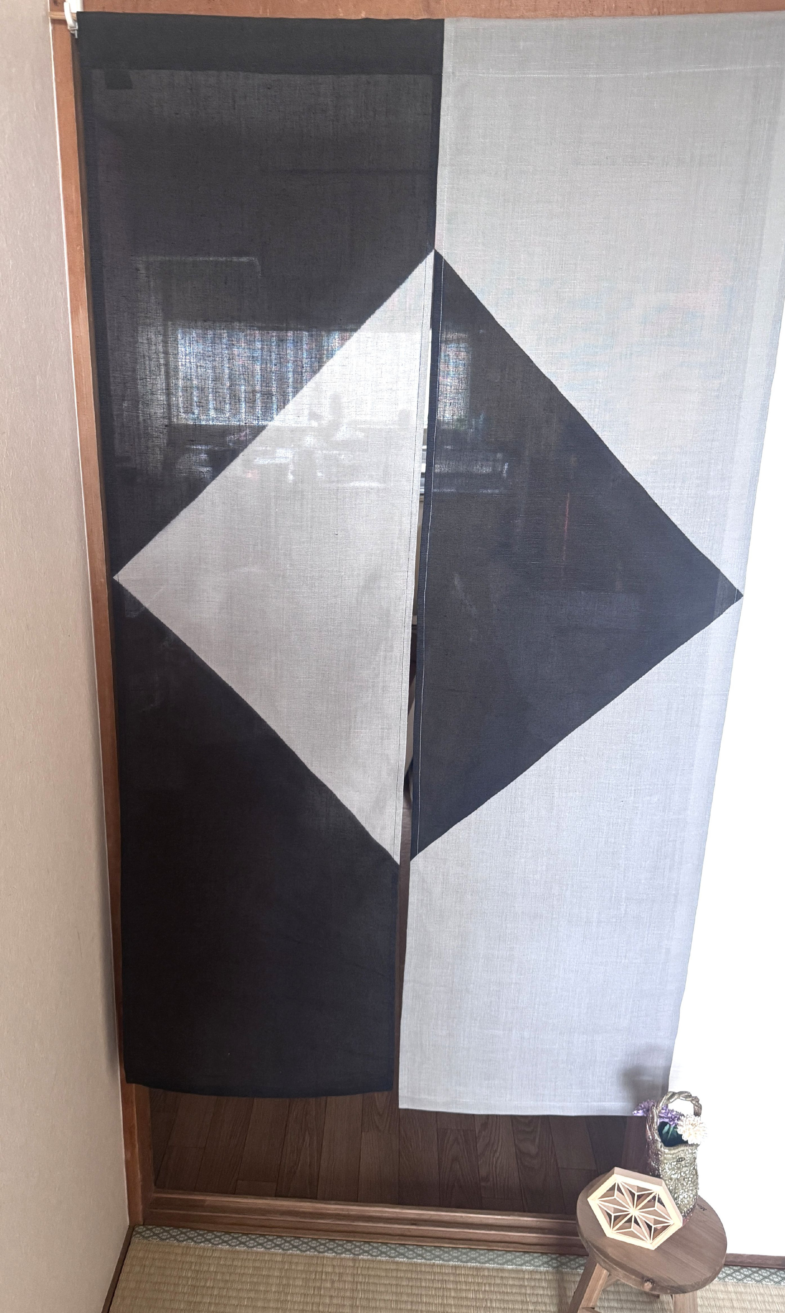Linen Noren Japanese Door curtain Handcraft Tatewaku pattern 150x84cm Shoen