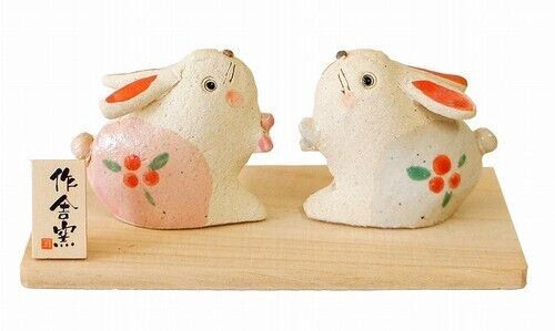 2023 Pair Zodiac Rabbit Deco KiraKira Cawaii Usagi Japanese pottery ...