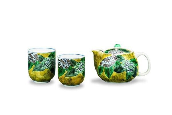 Yunomi Kyusu set Kutani yaki ware Japanese green tea cup pot set Blue ...