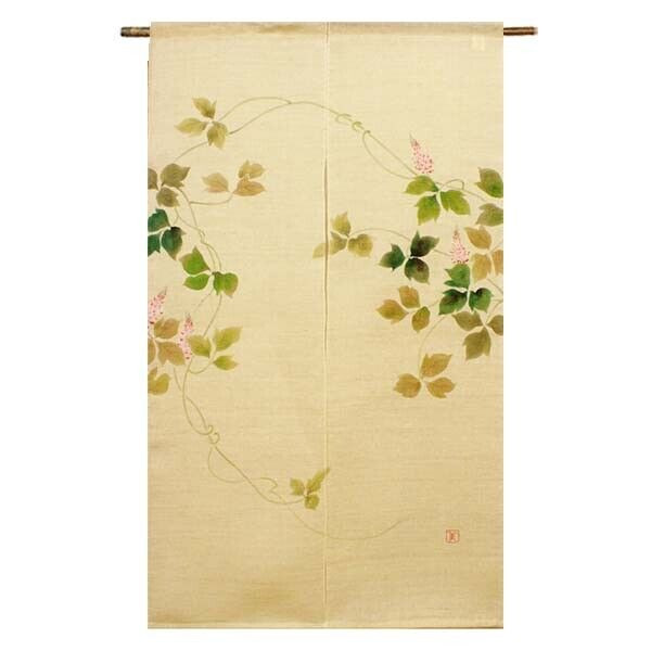 Kyoto Noren Japanese door curtain Linen winterberry Umemodoki handpaint ...