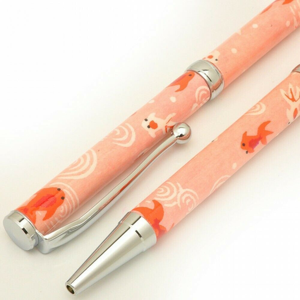 Gifu Mino Washi paper Japanese Ballpoint pen Seigaiha Wave Pattern Blue ...