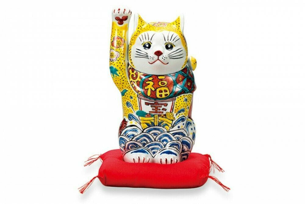 Maneki neko Japanese Lucky Cat Kutani Porcelain ceramic Leopard panther ...