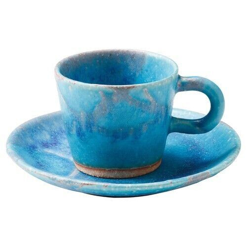 Shigaraki yaki ware Japanese pottery cuffee cup saucer Ash Bruch marks