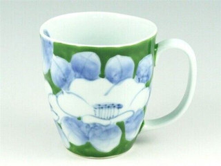 Pair Arita yaki ware Japanese Coffee Tea Mug cup Nishiki Fukuro Blue ...