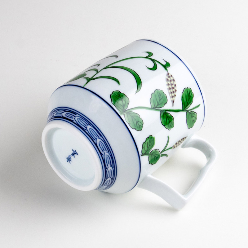 Arita ware Japanese Mug Tea cup Coffee cup Barley pattern green Japan