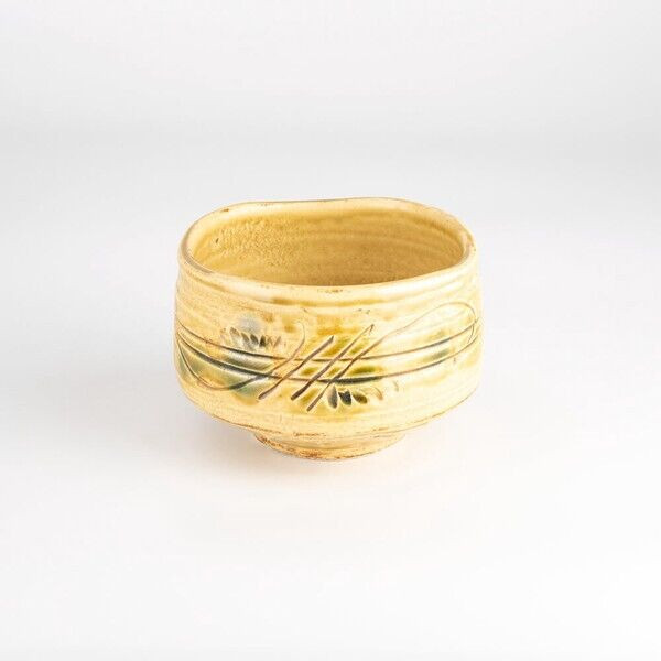 Chawan Mino ware Japanese Matcha Tea bowl Yellow Ki Seto style Made in ...