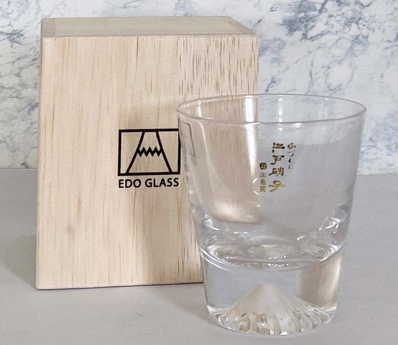 Edo Glass Mt.Fuji motif Fujisan Glass Japanese Sake Nihonshu cup ...