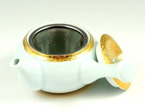 Arita yaki Porcelain Warp Sencha Yunomi Kyusu Tea Pot Cup Kinsai Gold 6set