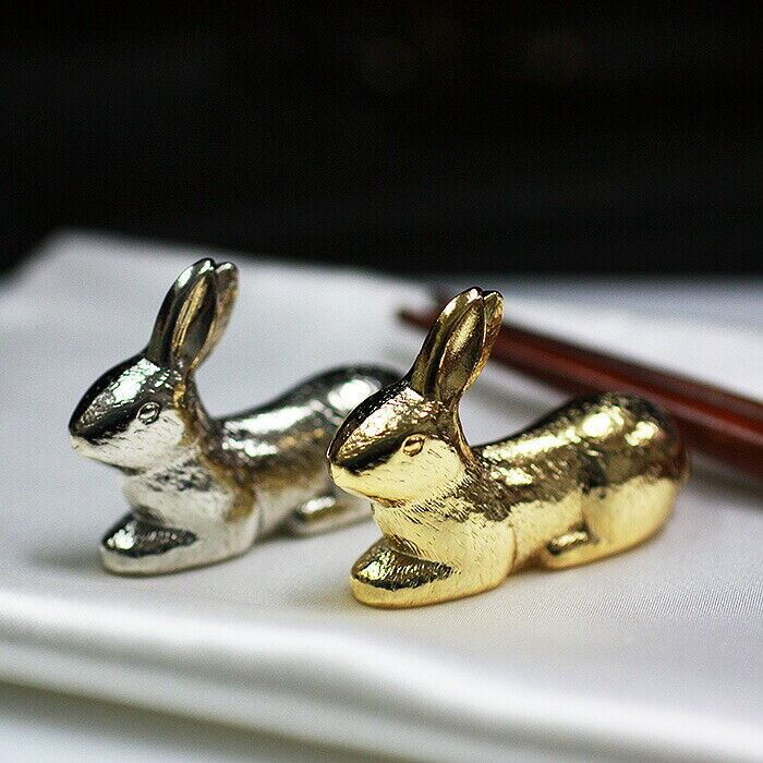 Hashioki Chopstick rest Zodiac Rabbit Japanese Takaoka metalcraft Gold ...