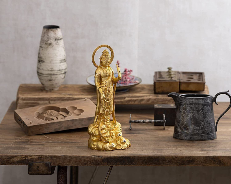 Avalokiteshvara Jibo Kannon Bosatsu Buddhist Takaoka craft Gilt 20cm